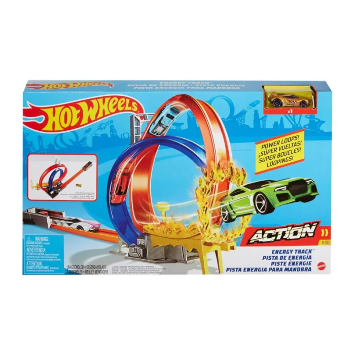 Hot Wheels -Energy Track Pista da Costruire con Doppio Giro della Morte ...