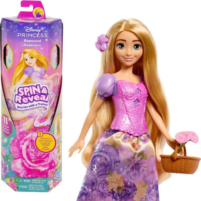 Disney Princess Spin & Reveal Rapunzel con 10 accessori a sorpresa