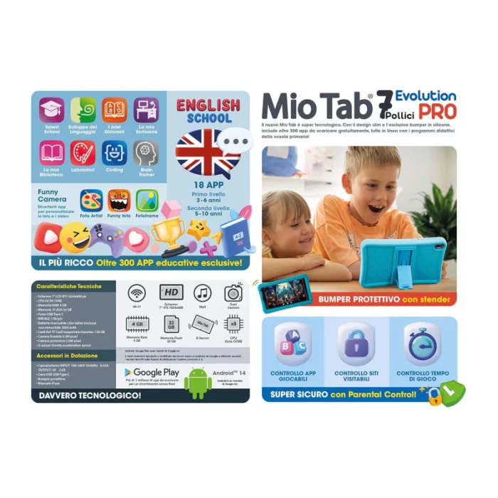 Tablet per bambini Mio tab Evolution Pro 7 Lisciani Giochi