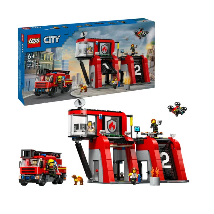 LEGO City 60414 Caserma dei Pompieri e Autopompa con Camion Giocattolo ...