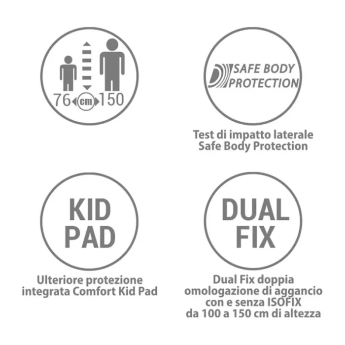 Seggiolino Auto Foppapedretti Street I-Size, 76-150 cm, 15 mesi-12 anni, ISOFIX/Dual Fix ...